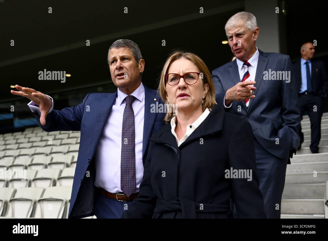 (L-R) Former Victorian premier Steve Bracks, Victorian Premier Jacinta ...