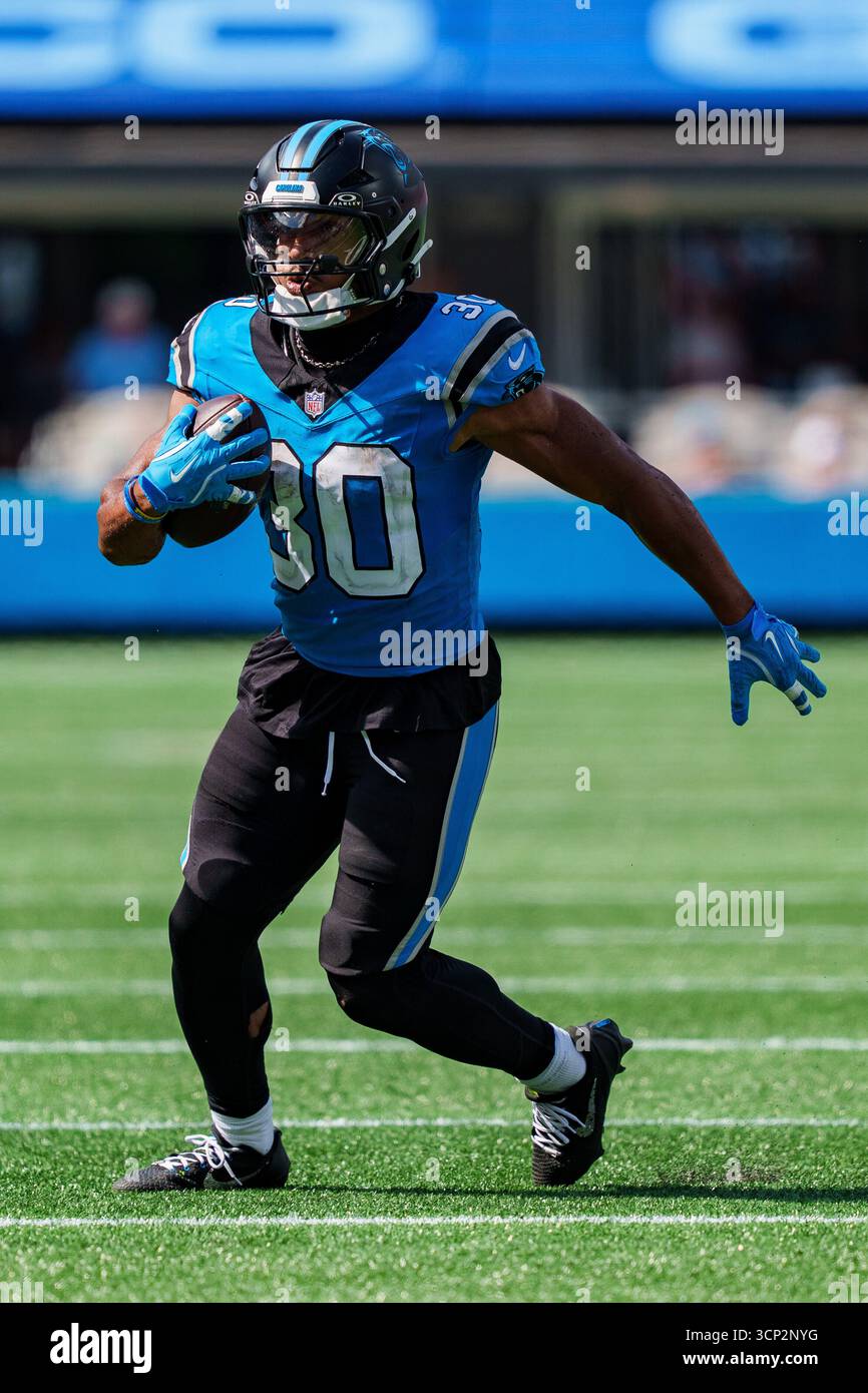Carolina Panthers running back Chuba Hubbard (30) runs with the ball ...