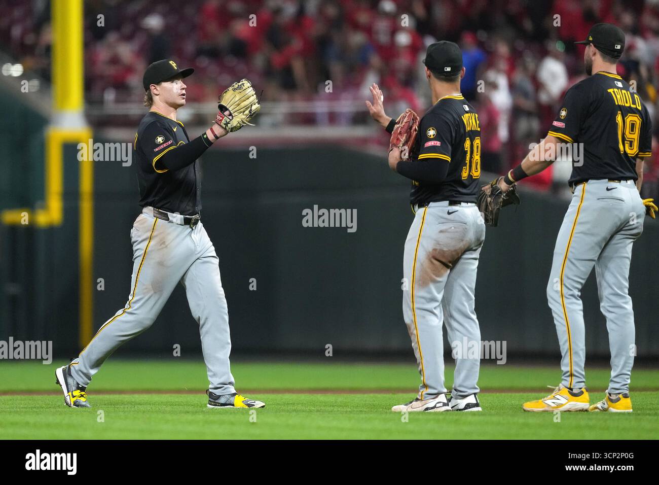 Pittsburgh Pirates' Jack Suwinski, left, celebrates with Nick Yorke ...