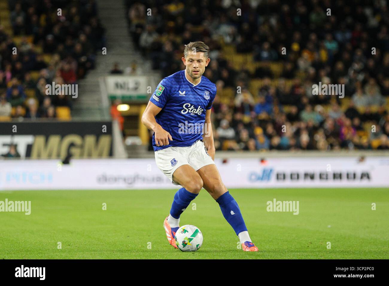 James Tarkowski (6 Everton) on the ball during the Carabao Cup football ...