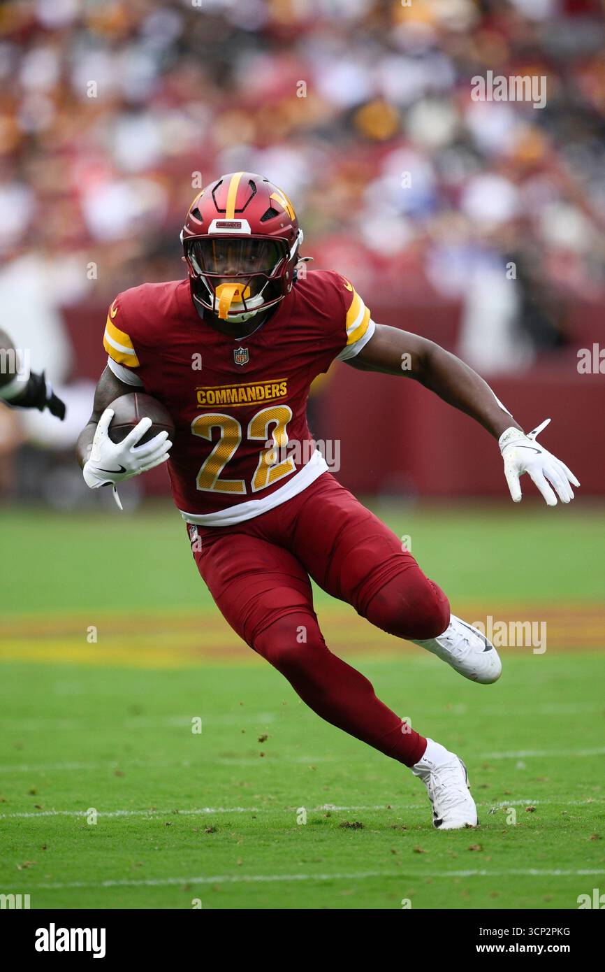 Washington Commanders running back Jacory Croskey-Merritt in action ...