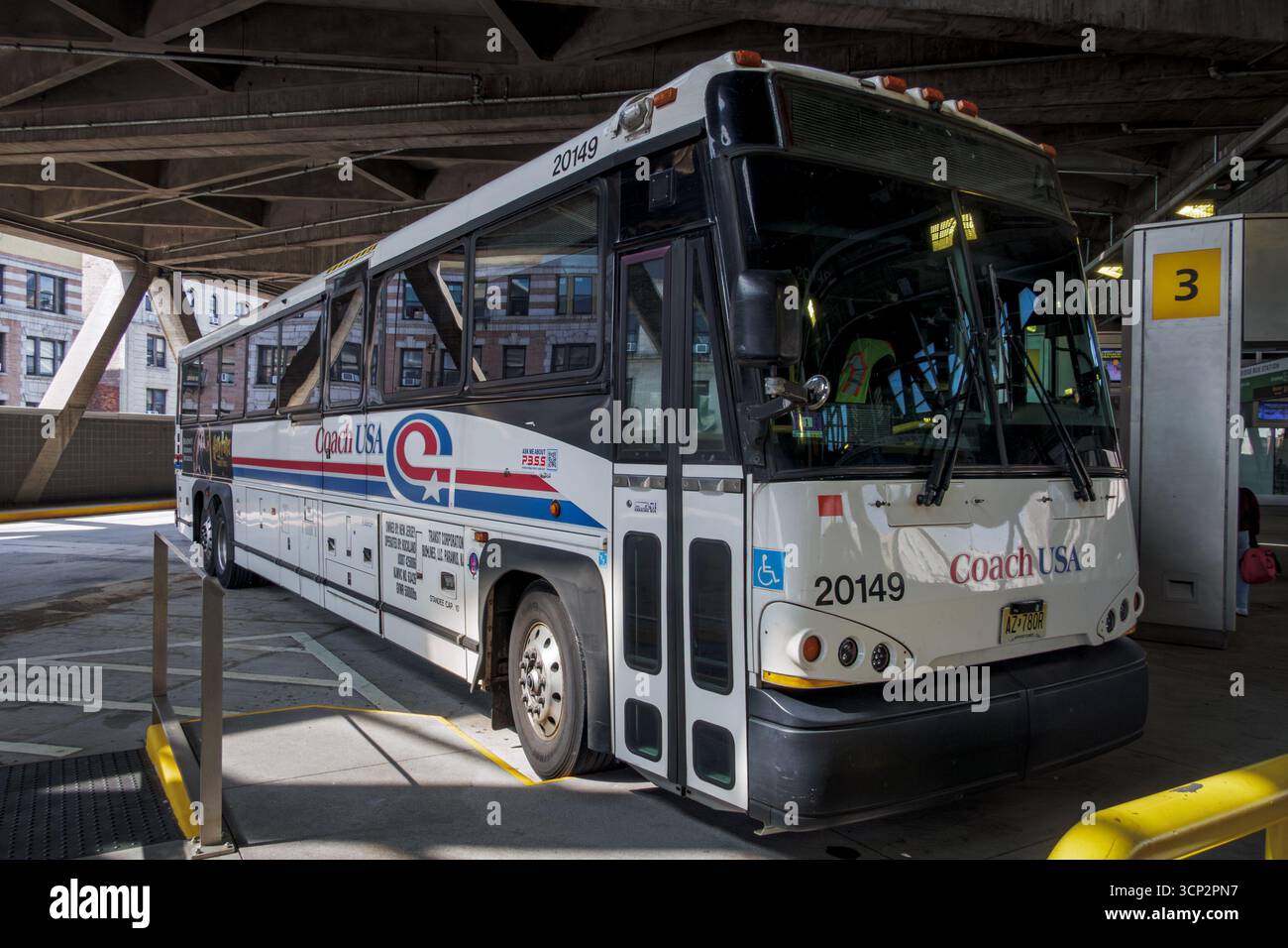 A Coach USA bus seen at the GWB Bus Station in Manhattan. (Photo by ...