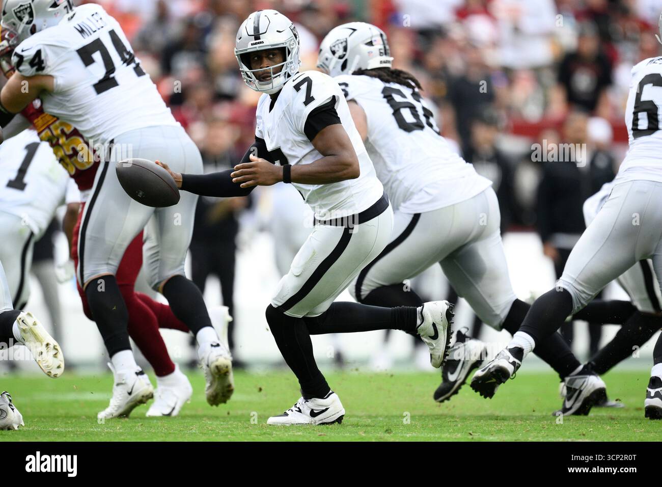 Las Vegas Raiders quarterback Geno Smith (7) in action during the ...