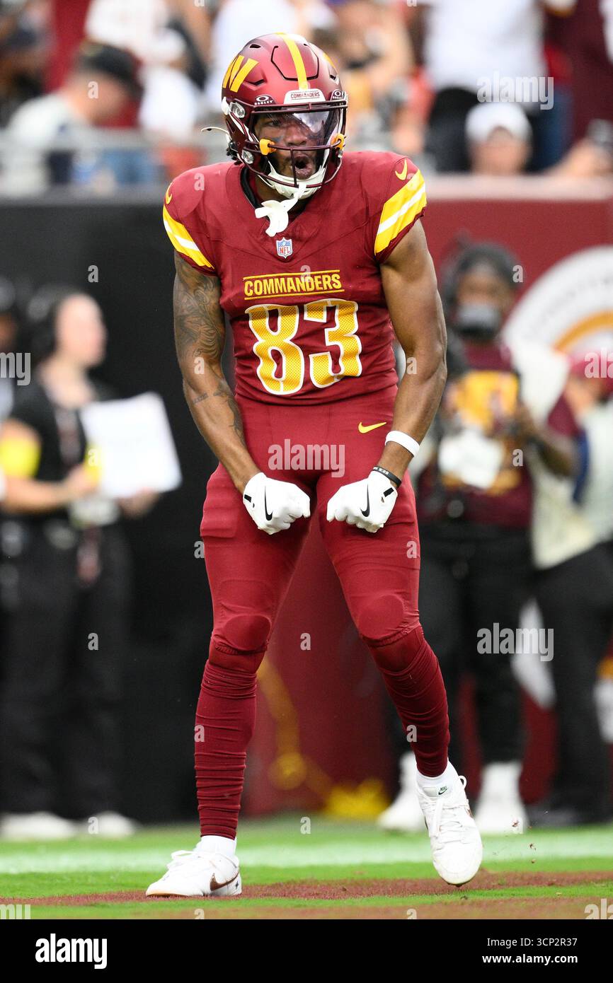 Washington Commanders wide receiver Jaylin Lane (83) celebrates his ...