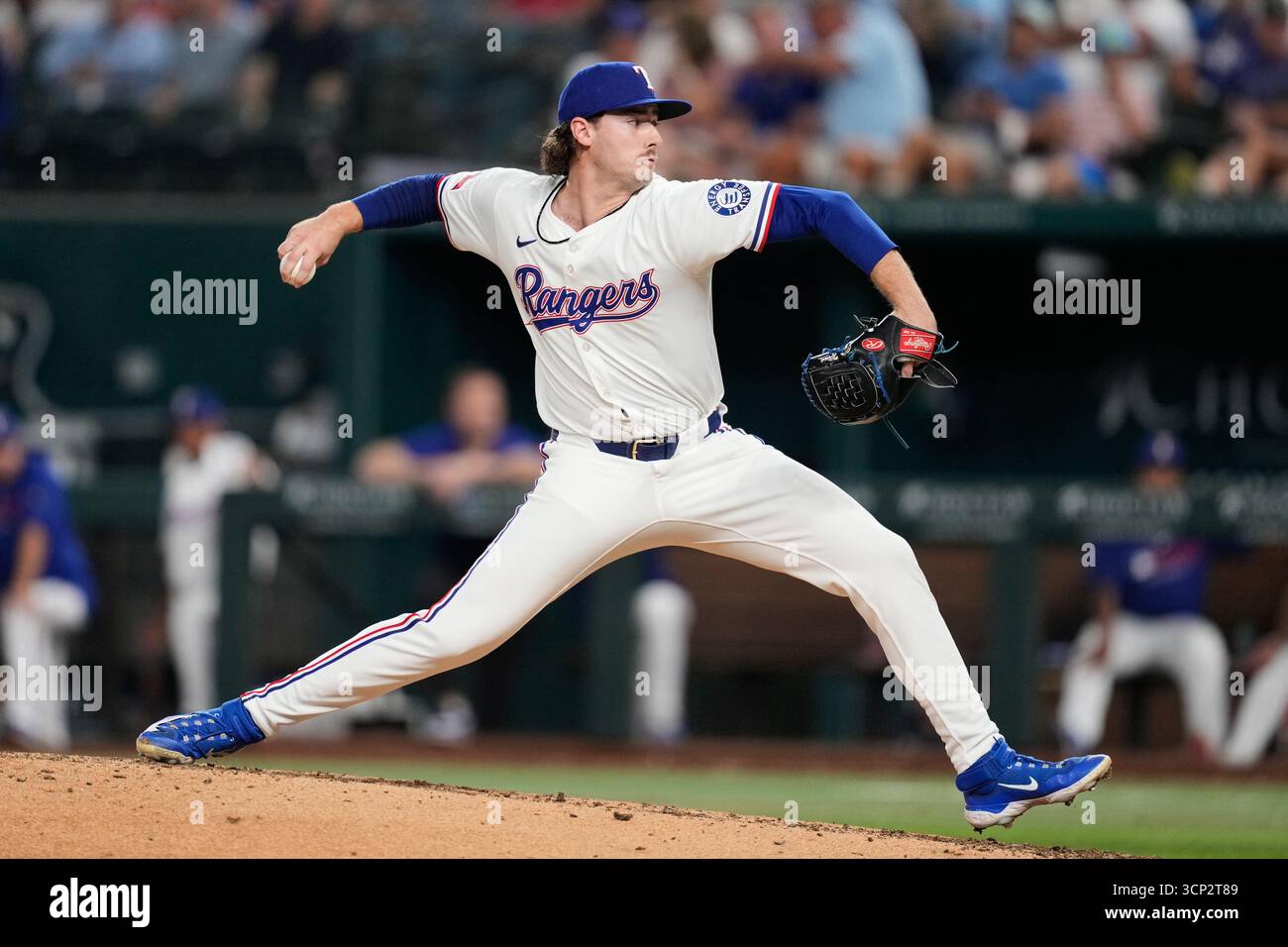 Texas Rangers relief pitcher Cole Winn throws to the Minnesota Twins in ...
