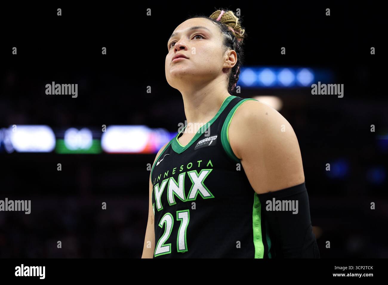 Minnesota Lynx guard Kayla McBride reacts during overtime of Game 2 of ...