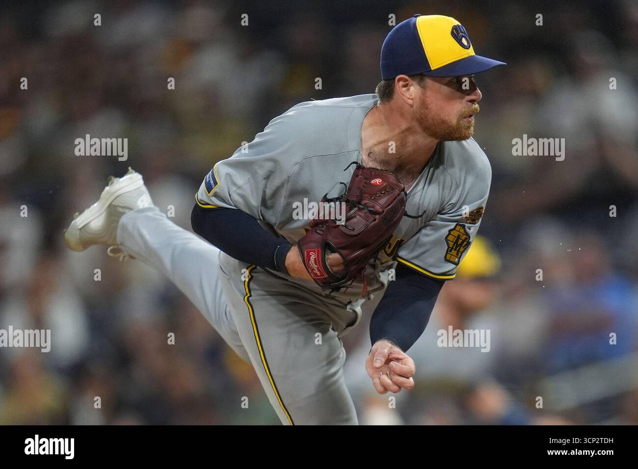 Milwaukee Brewers starting pitcher Bruce Zimmermann works against a San ...