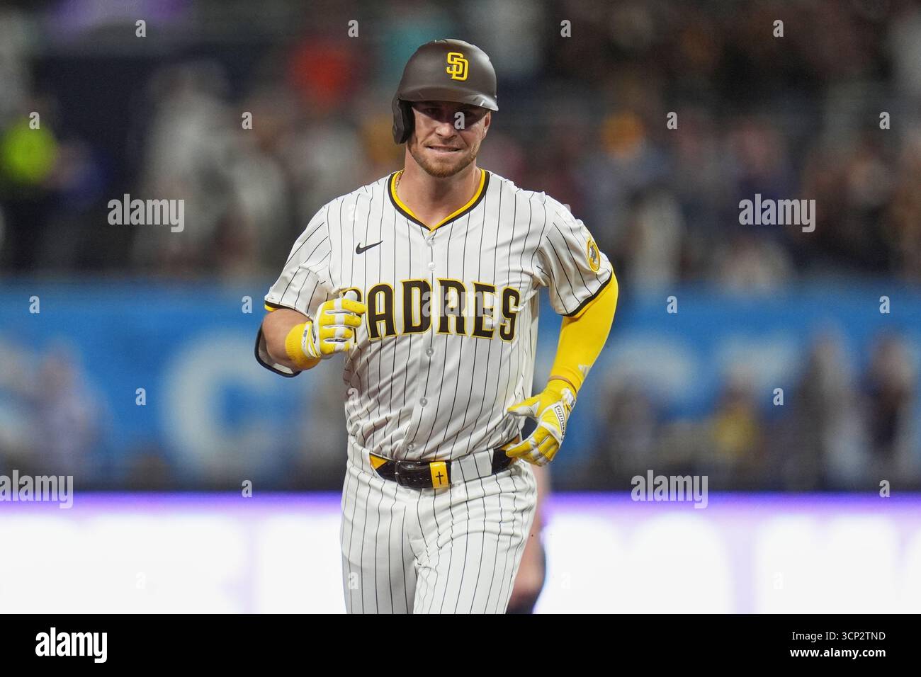 San Diego Padres' Ryan O'Hearn celebrates after hitting a grand slam ...