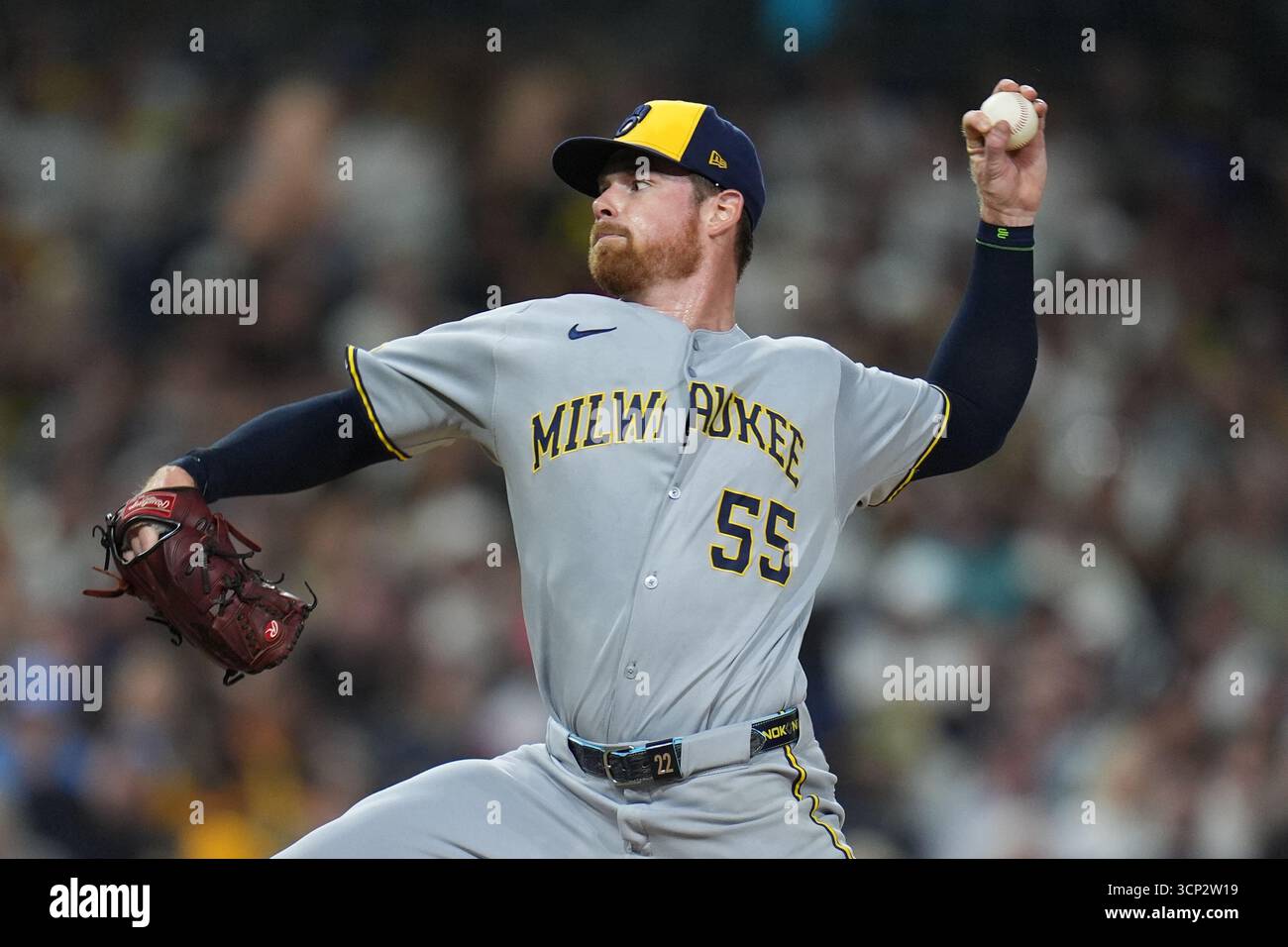 Milwaukee Brewers starting pitcher Bruce Zimmermann works against a San ...