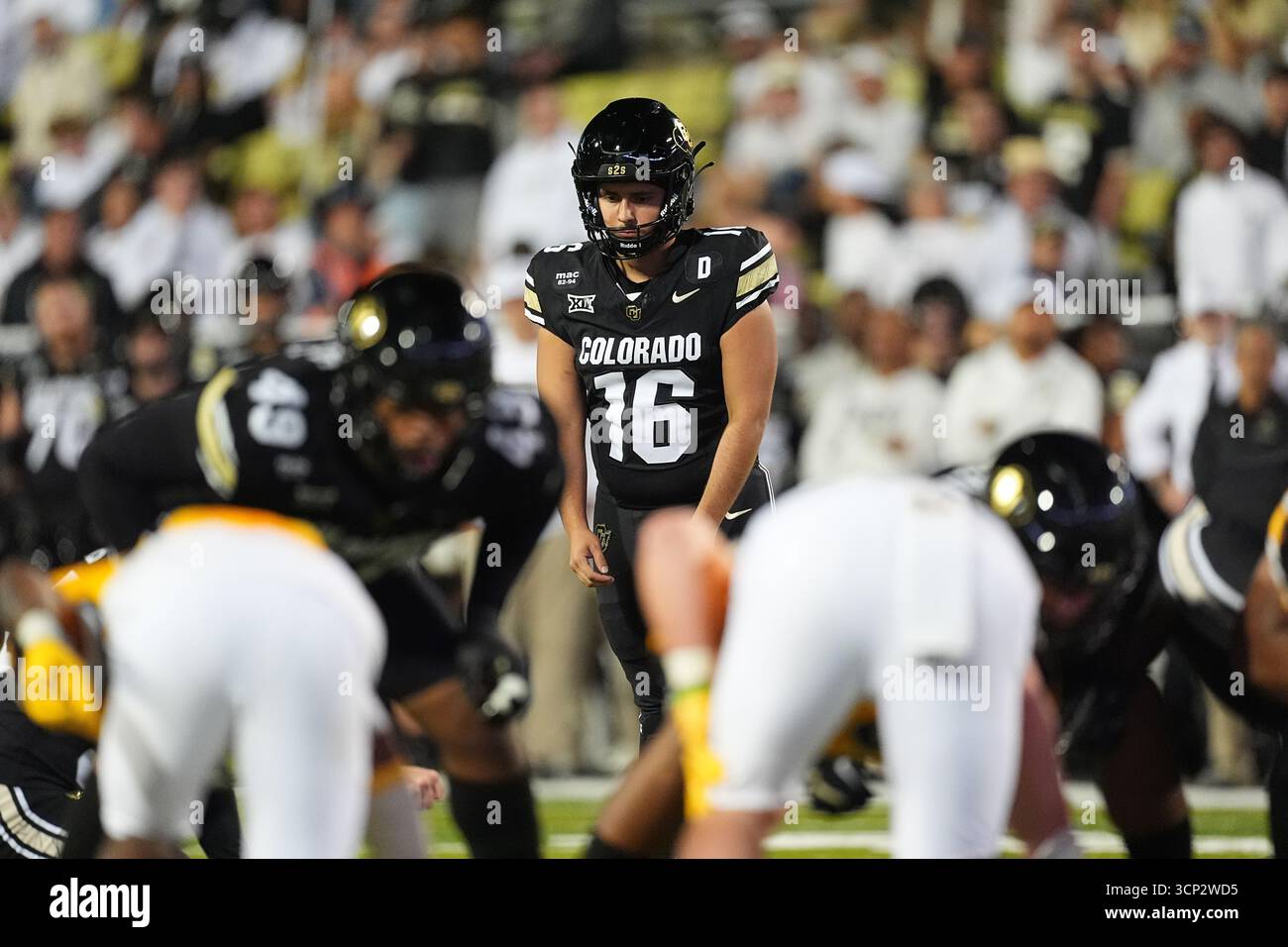 Colorado place kicker Alejandro Mata (16) prepares to attempt a field ...