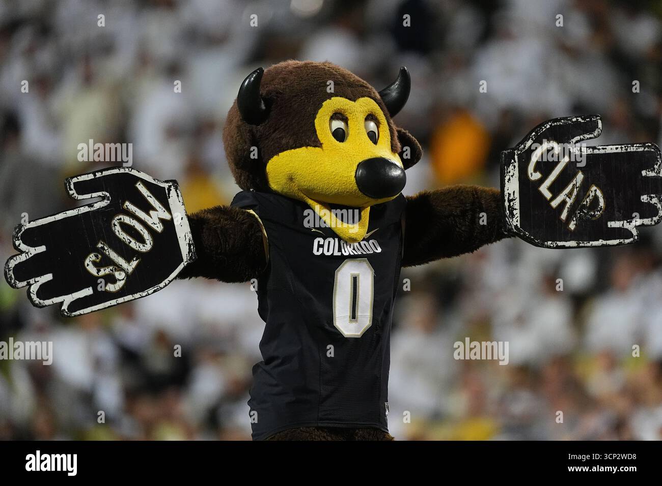 Colorado mascot Chip leads the crowd in a slow clap in the second half ...