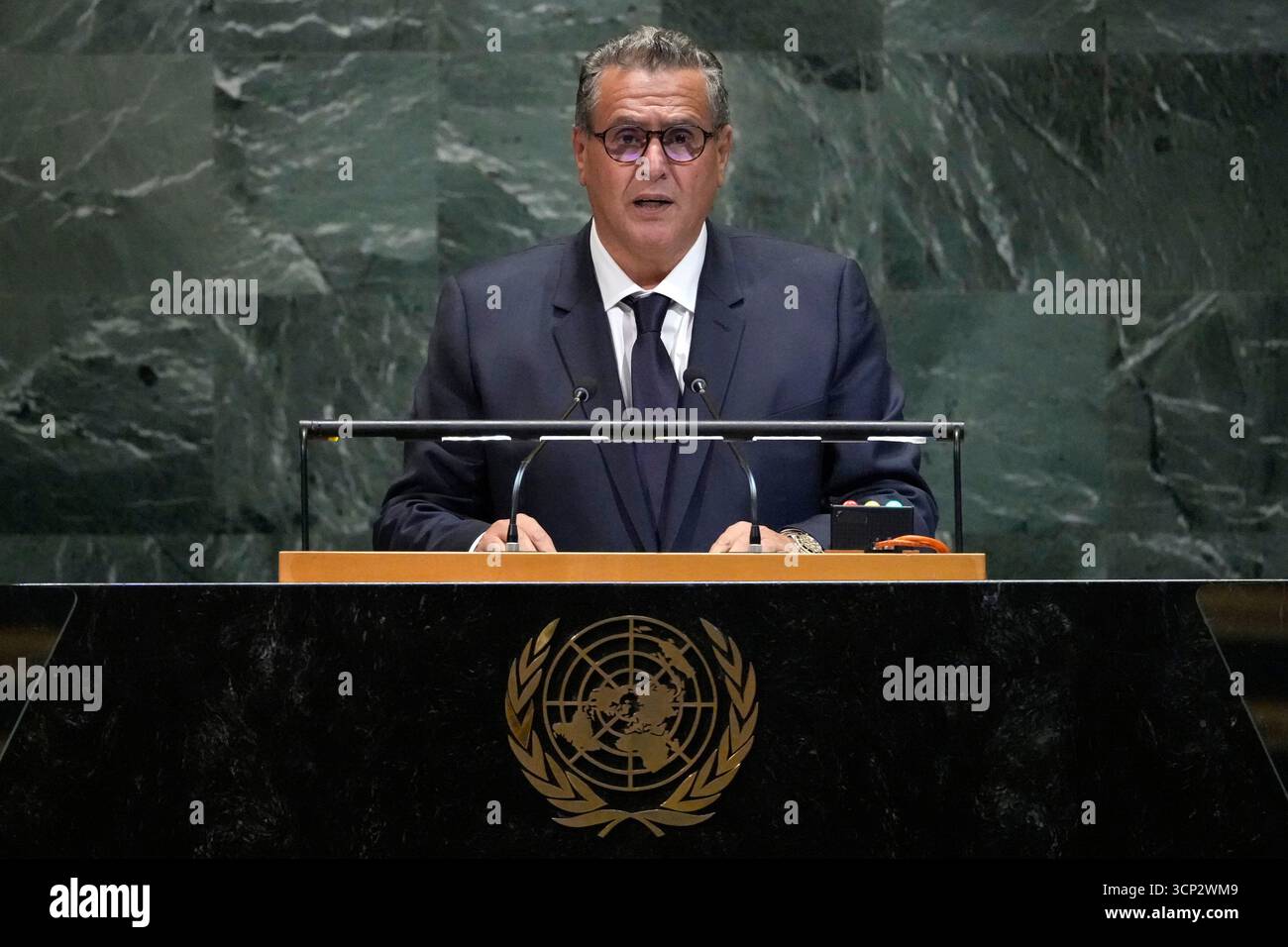 Morocco's Prime Minister Aziz Akhannouch addresses the 80th session of ...