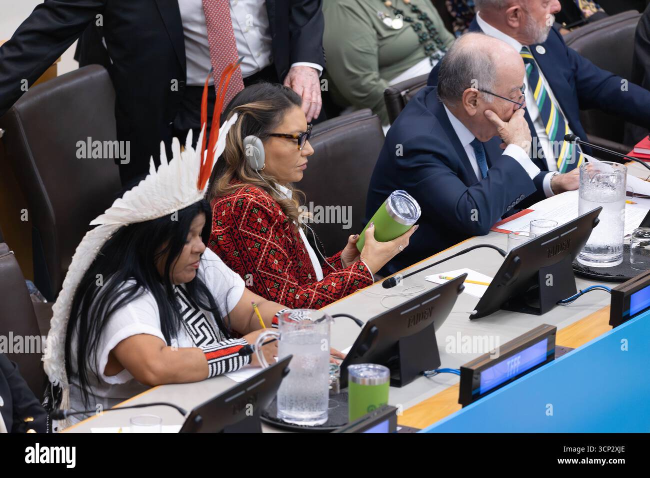 First Lady Janja Lula alongside Sonia Guajajara, Minister of Indigenous ...