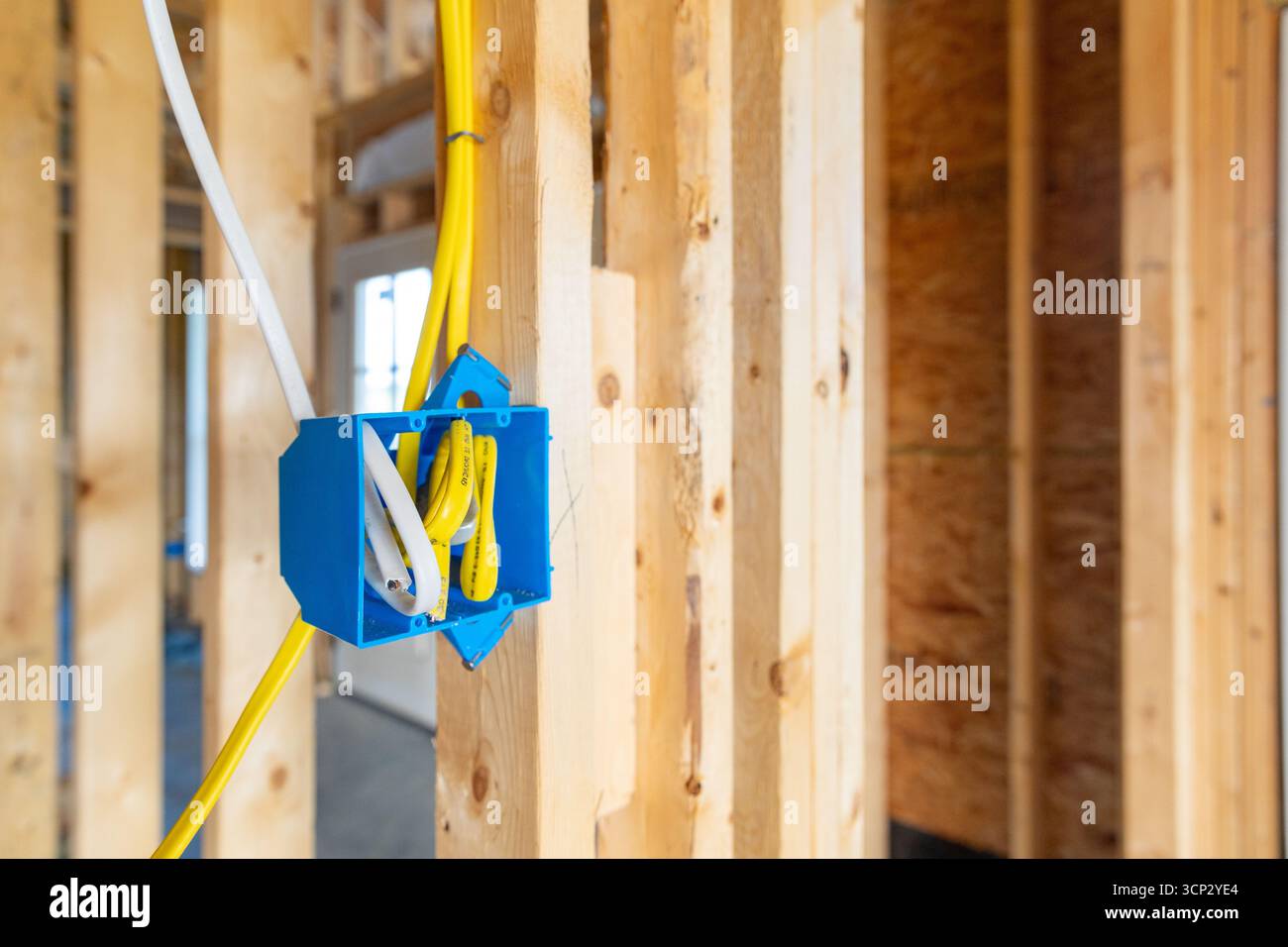 Electrical outlet gang box during new construction Stock Photo - Alamy