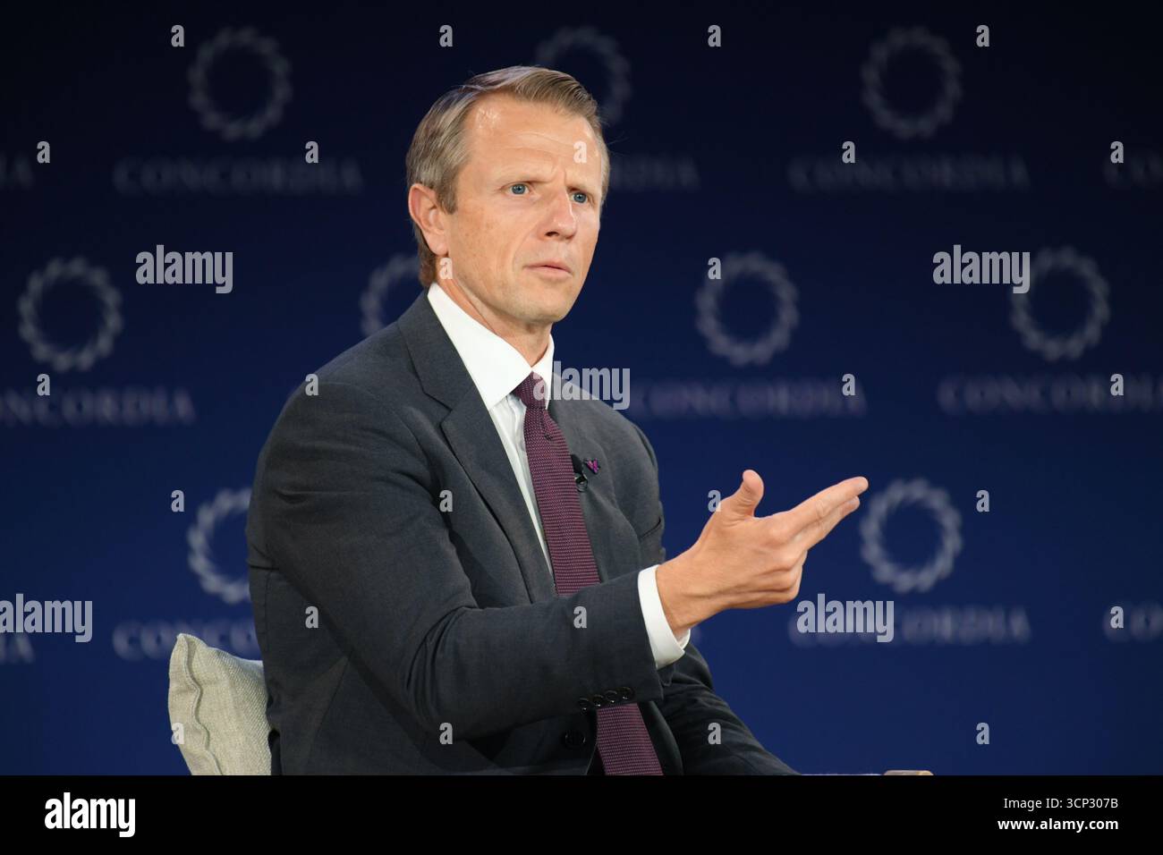 Vantive CEO Chris Toth onstage at the 2025 Concordia Annual Summit at ...