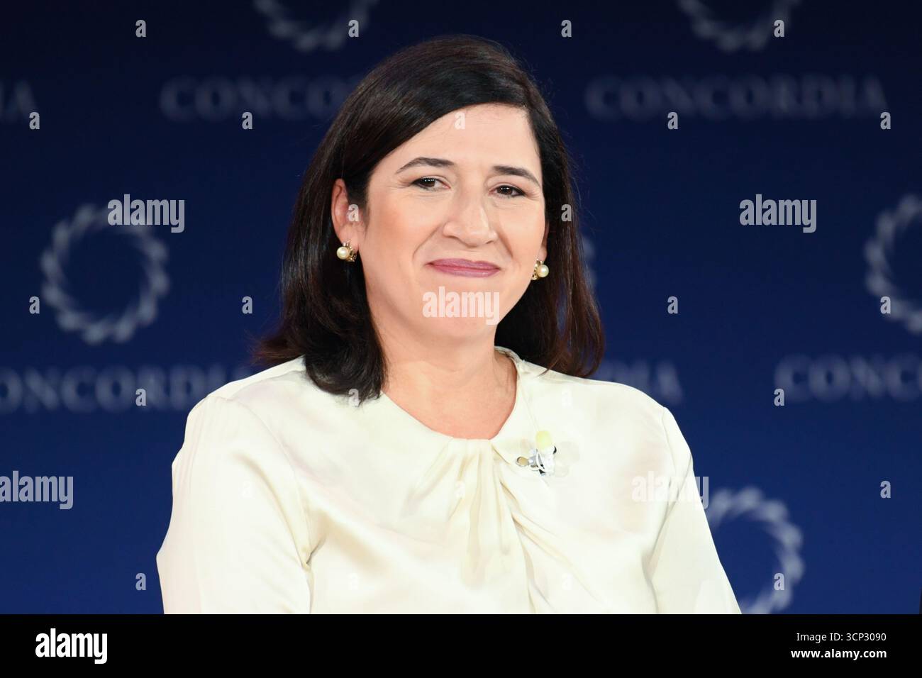Minister of Economy of El Salvador María Luisa Hayem onstage at the ...
