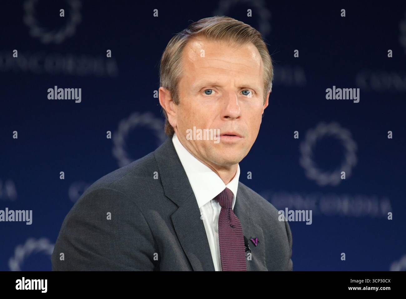 Vantive CEO Chris Toth onstage at the 2025 Concordia Annual Summit at ...