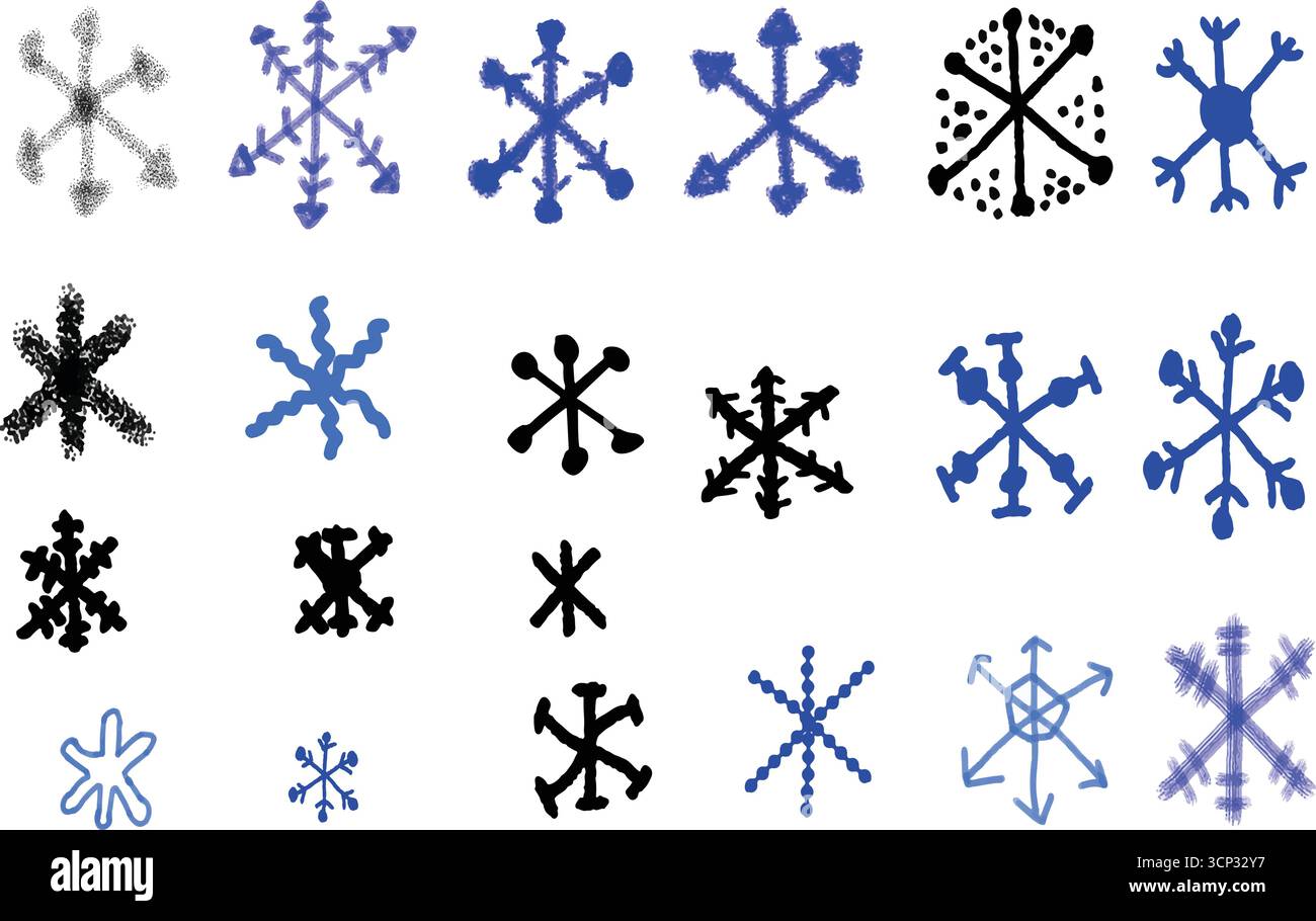 Hand drawn snowflake collection Cut Out Stock Images & Pictures - Alamy
