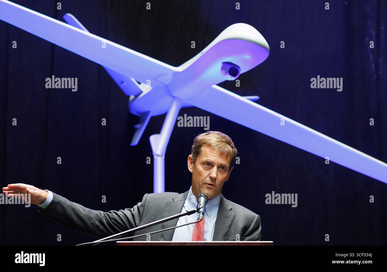 General Atomics CEO Linden Blue pictured during the presentation of the ...