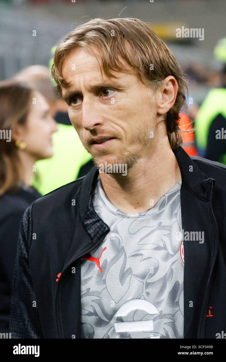 Luka Modric in action during Coppa Italia match between AC Milan and ...