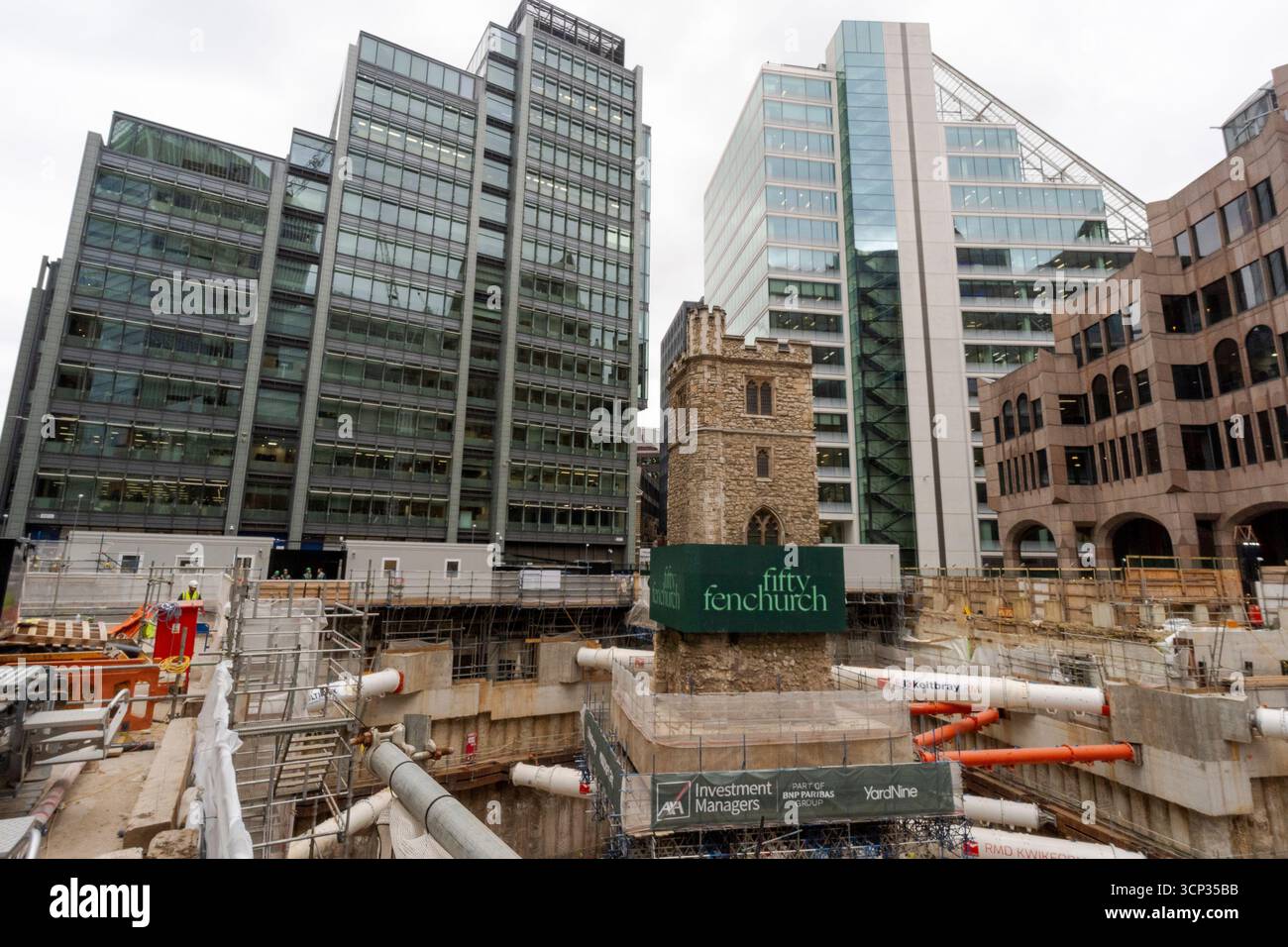 The 700-year-old tower of All Hallows Staining church is elevated on ...