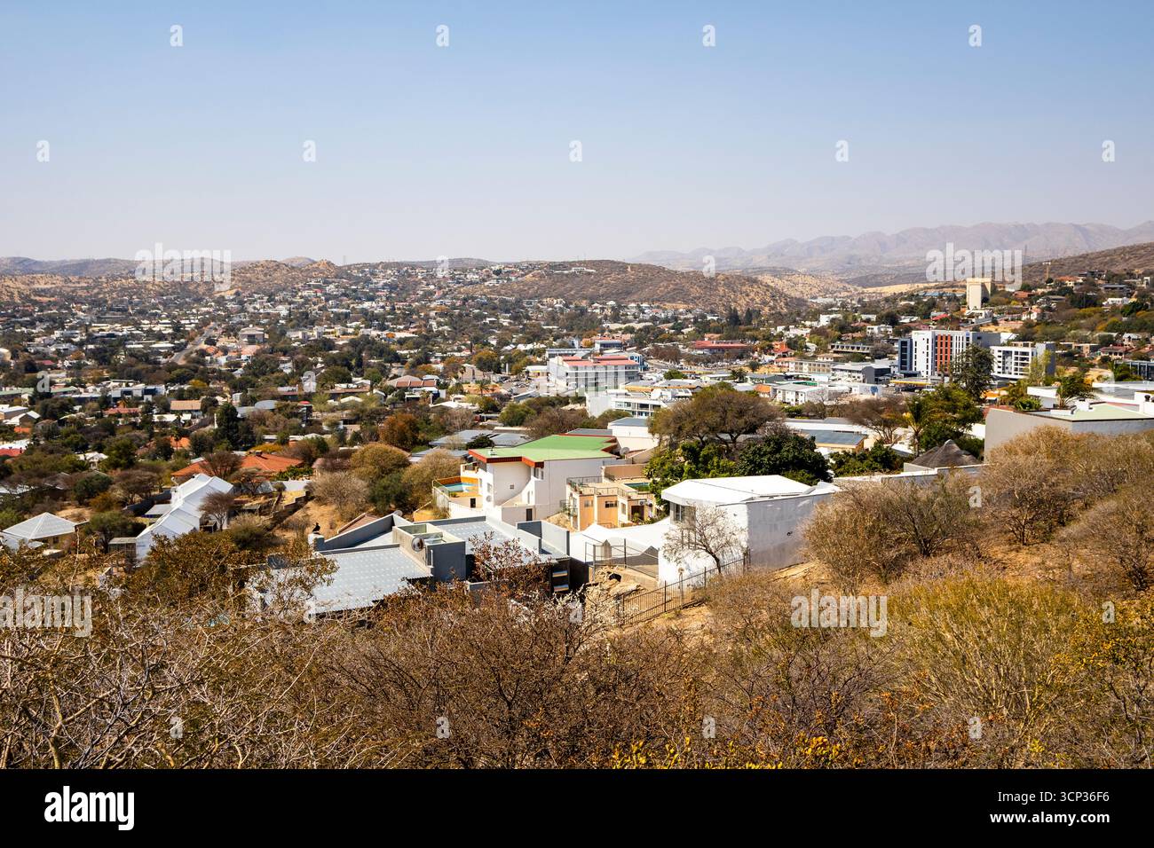 A panoramic view of Windhoek, Namibia, from the National Botanic Garden ...