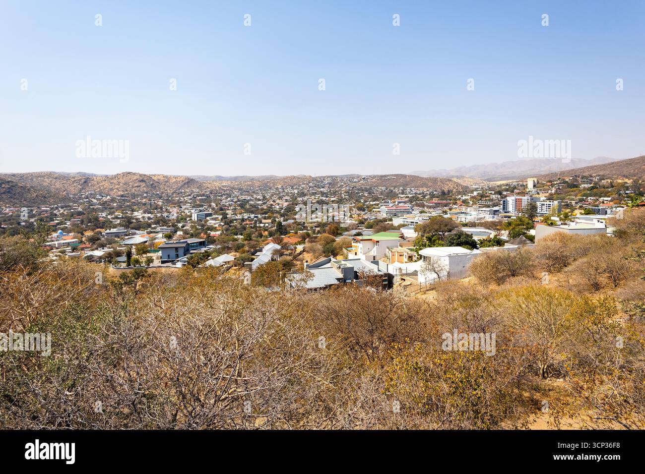 A panoramic view of Windhoek, Namibia, from the National Botanic Garden ...