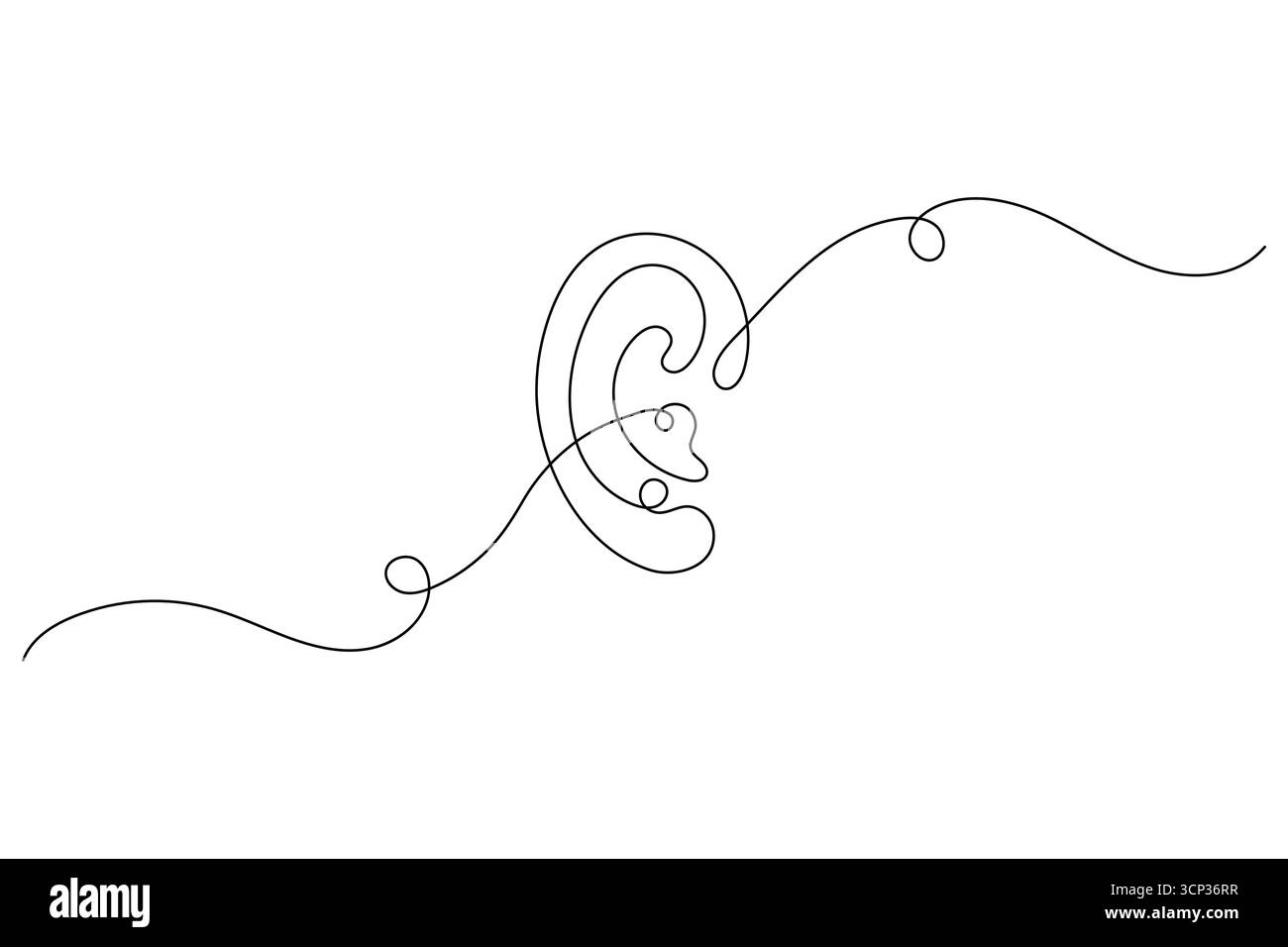 Ear symbol one line art minimalist outline vector isolated abstract ...