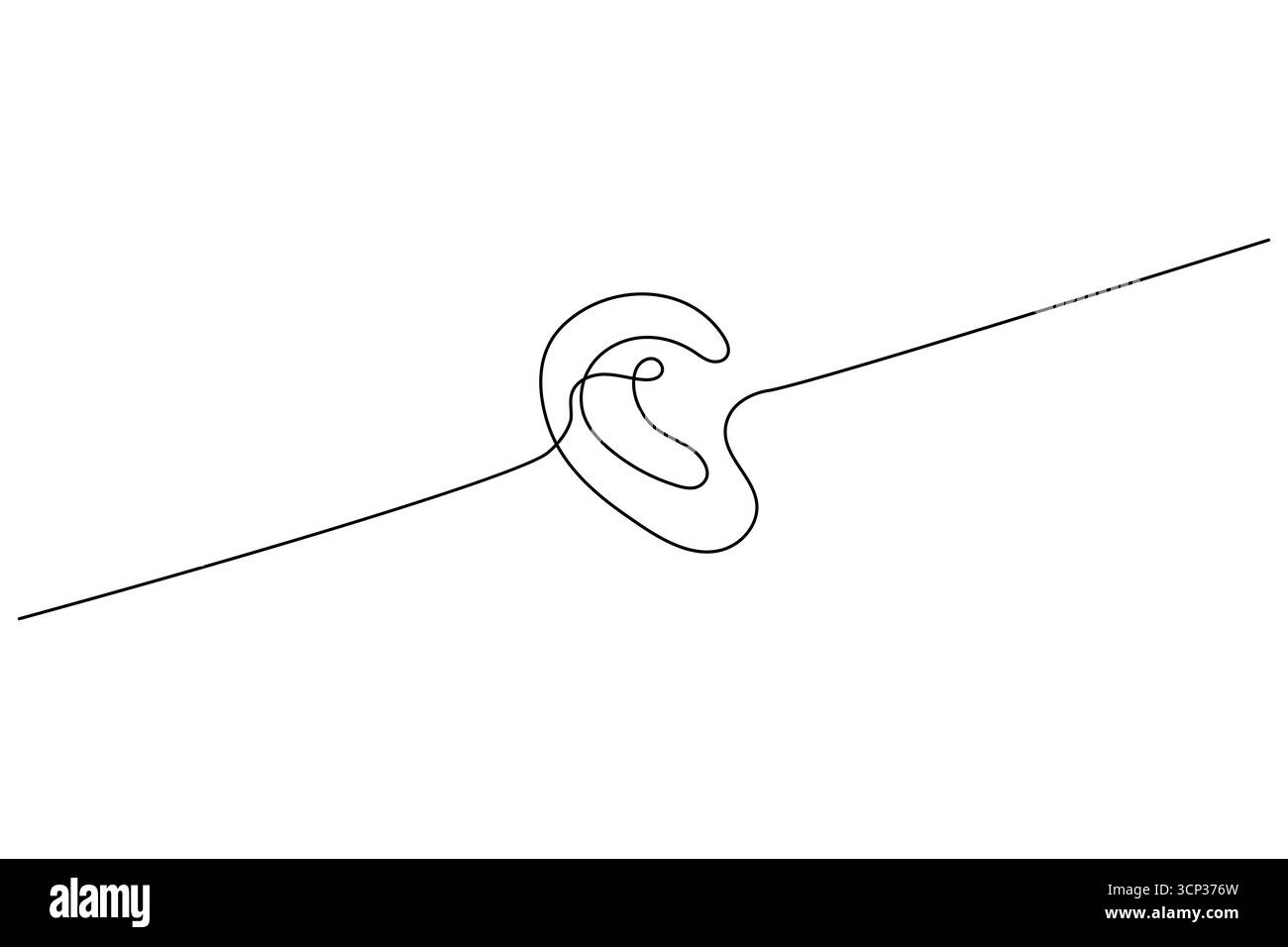 Ear symbol one line art minimalist outline vector isolated abstract ...