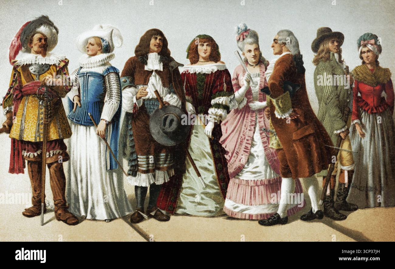 17th and 18th century clothing, couples wearing costumes, historical ...