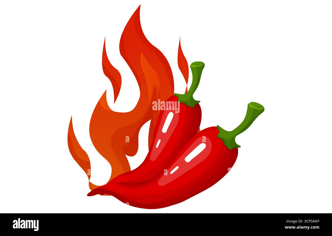 Pepper Spicy chili pepper with fire, label. Traditional Mexican ...
