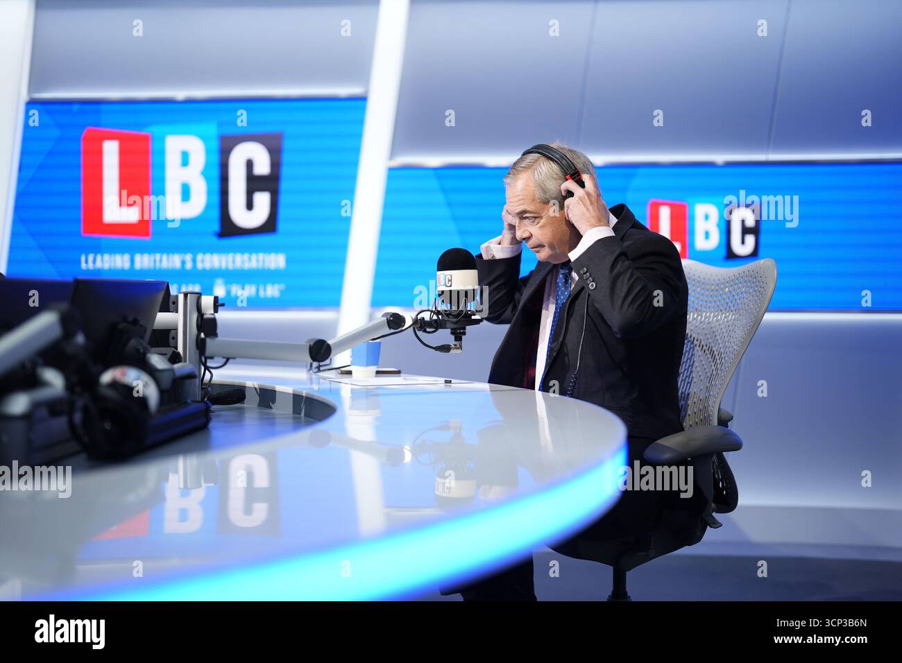 Reform UK leader Nigel Farage during an appearance on LBC's Nick ...