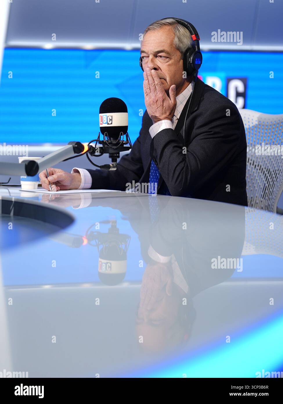 Reform UK leader Nigel Farage during an appearance on LBC's Nick ...