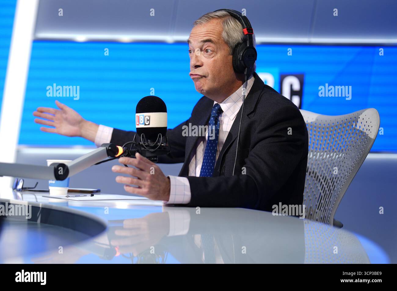 Reform UK leader Nigel Farage during an appearance on LBC's Nick ...