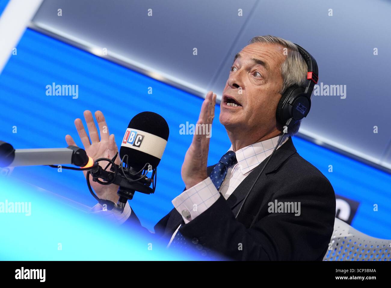 Reform UK leader Nigel Farage during an appearance on LBC's Nick ...