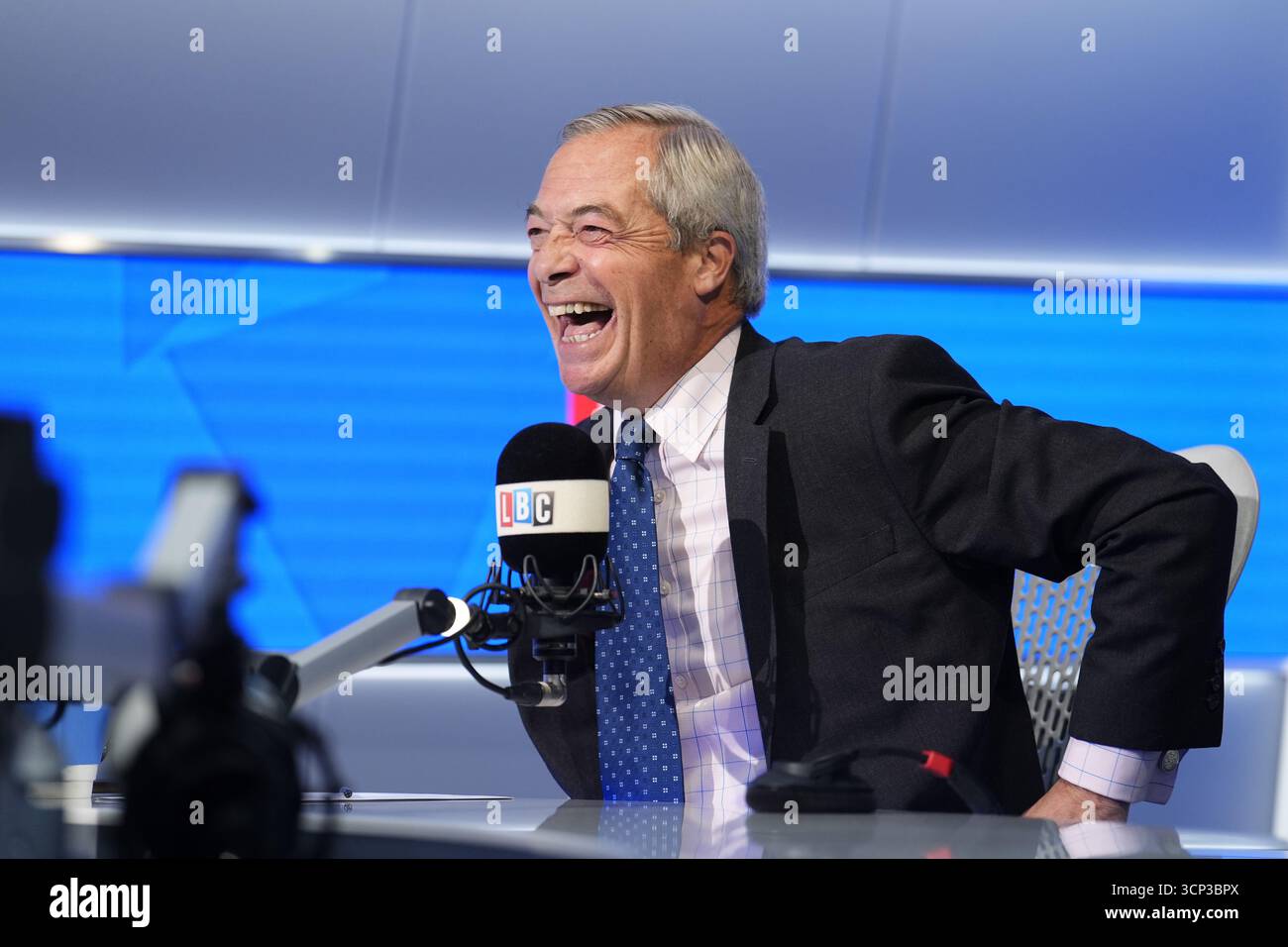 Reform UK leader Nigel Farage during an appearance on LBC's Nick ...