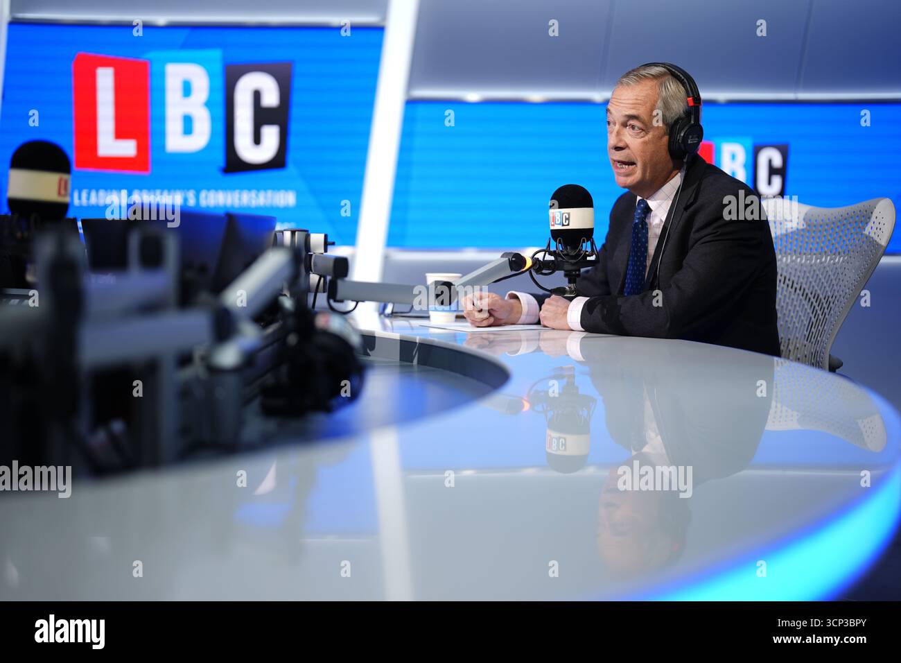 Reform UK leader Nigel Farage during an appearance on LBC's Nick ...
