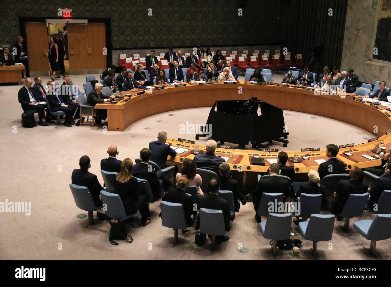 Czech President Petr Pavel (left) addresses the UN Security Council in ...