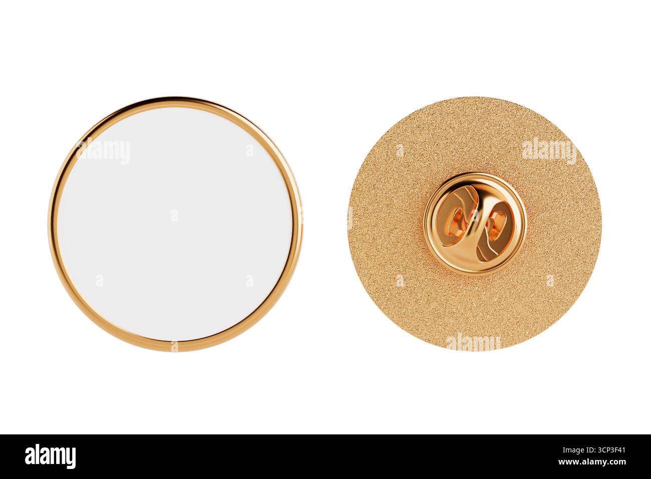 Golden Metal Badge Pin. Blank Circle Silver Lapel Pin Mockup With ...