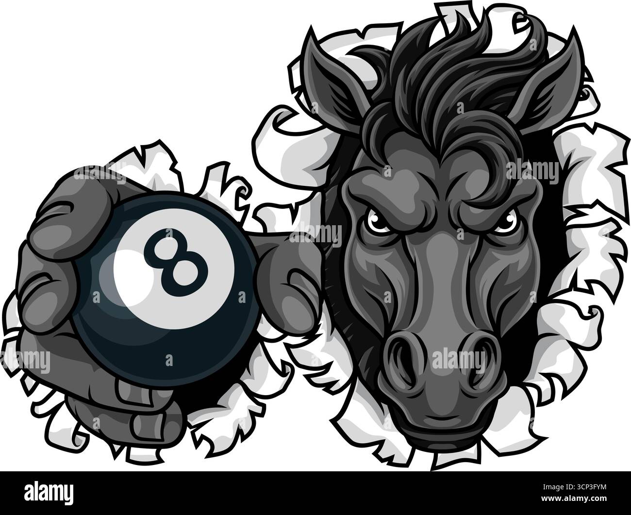 Horse Mustang Stallion Pool Billiards Sport Mascot Stock Vector Image ...
