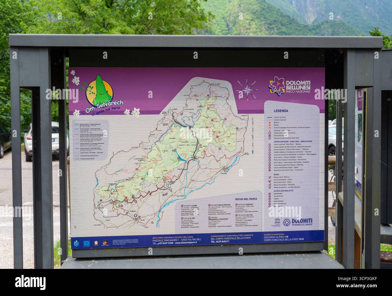 Belluno, Italy - June 01, 2025: Map of Dolomiti Bellunesi at Lake Mis ...