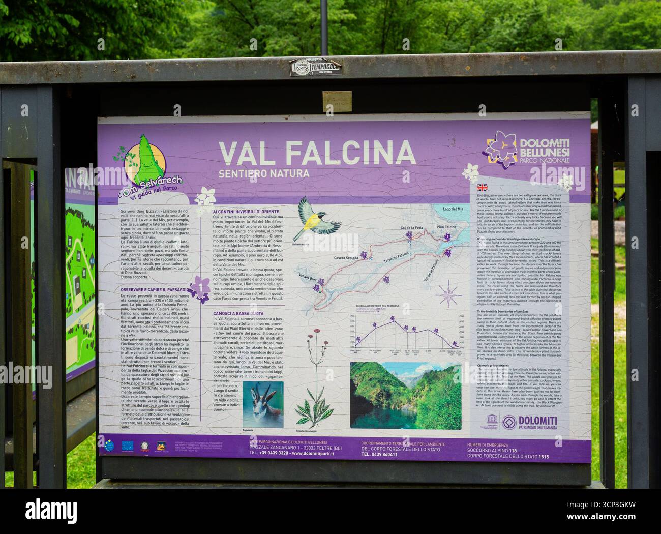 Belluno, Italy - June 01, 2025: Val Falcina trail sign located in ...