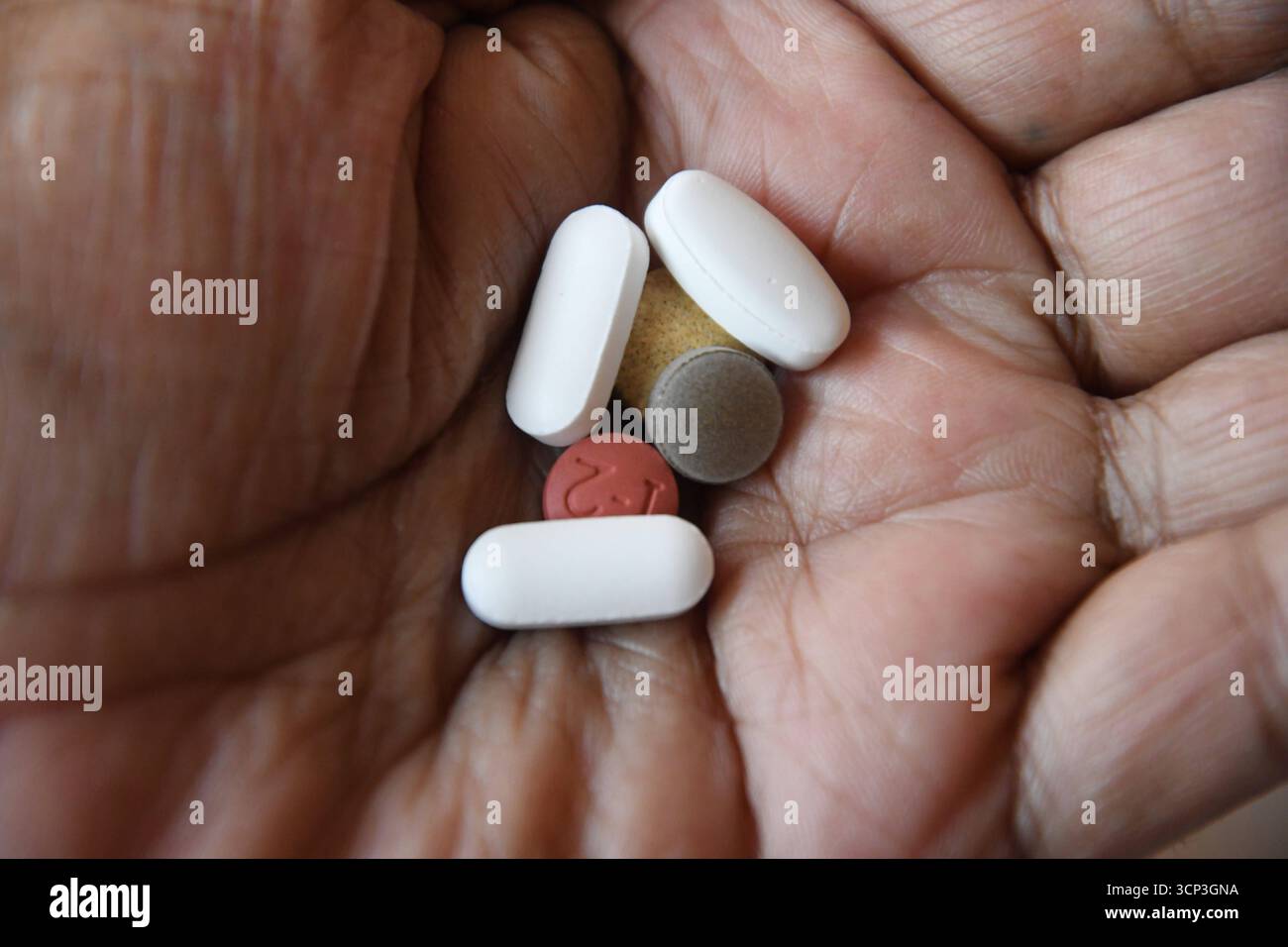 Copenhagen/ Denmark/24 SEPTEMBER 2025/Various medicne tablets on hand ...