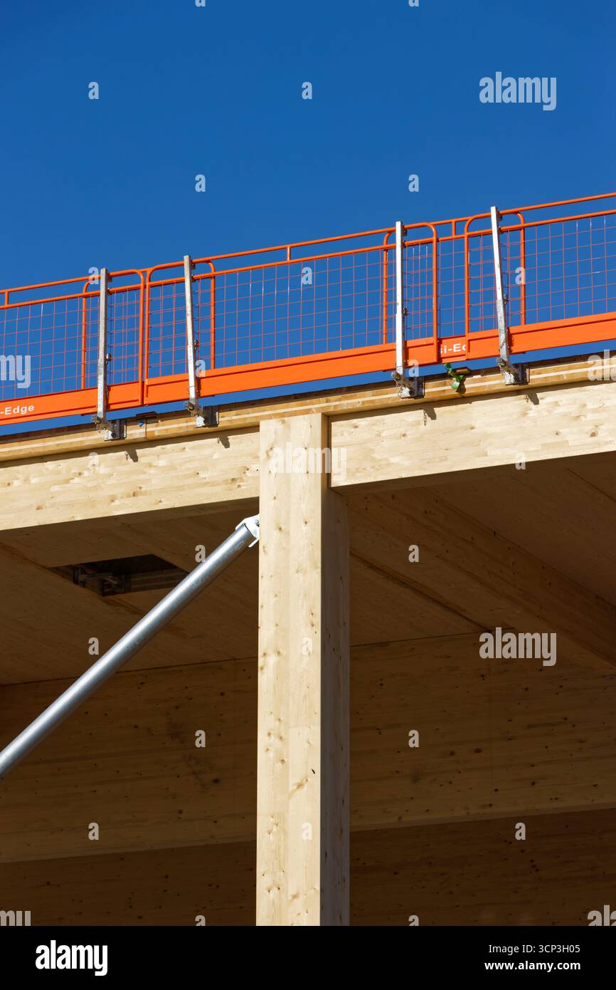 Glulam timber structure with steel brace and high visibility edge ...