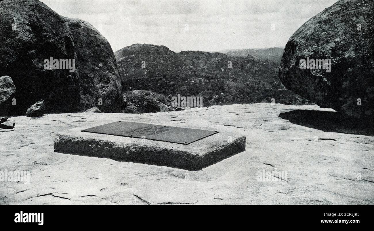 The grave of Cecil Rhodes in the Matoppo Mountains of Rhodesia. From an ...