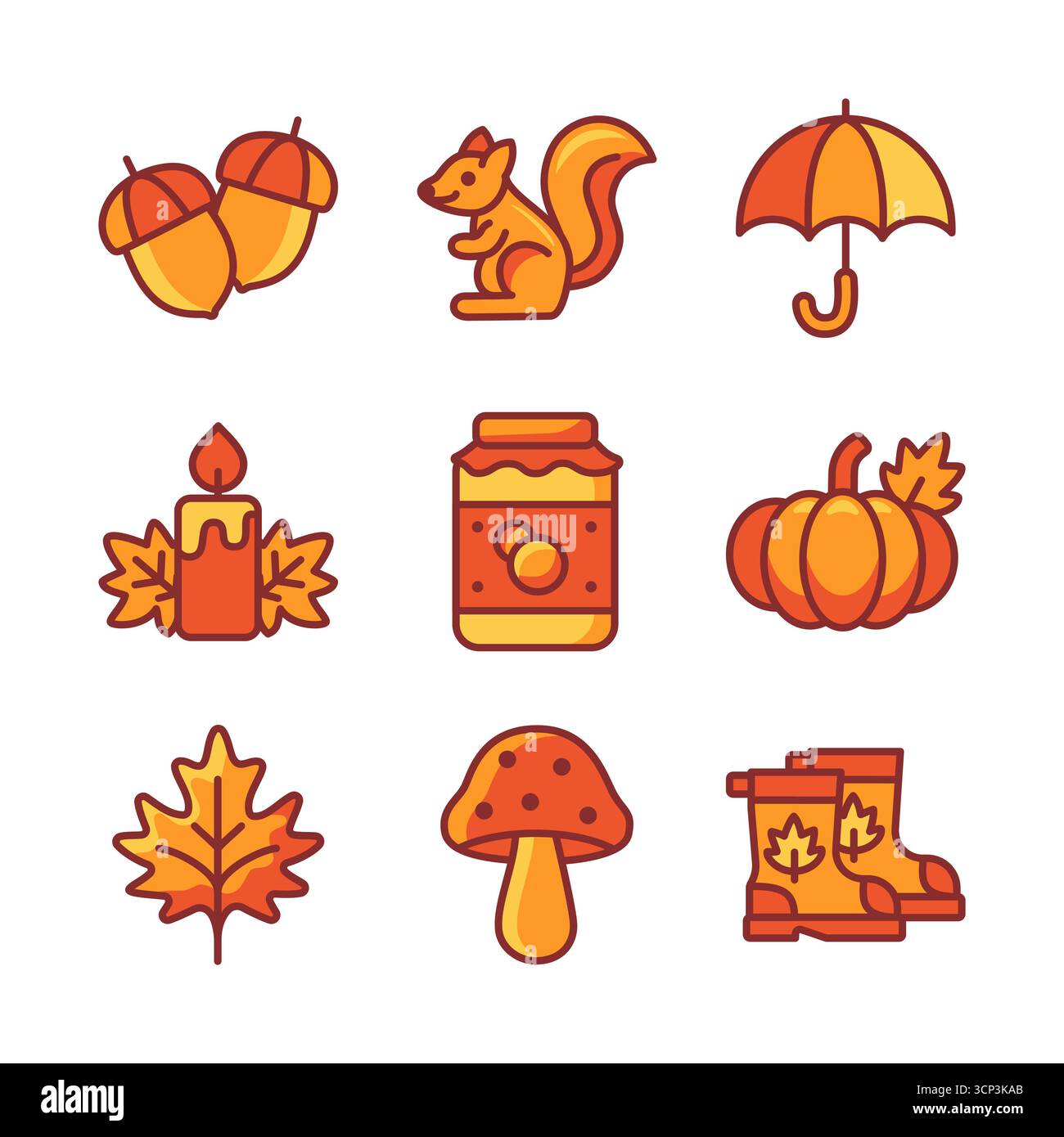 Collection of vector autumn icons and objects for design Stock Vector ...