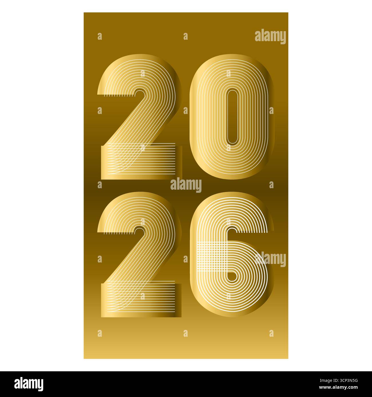 Modern cover background with vertical 2026 number on golden foil ...