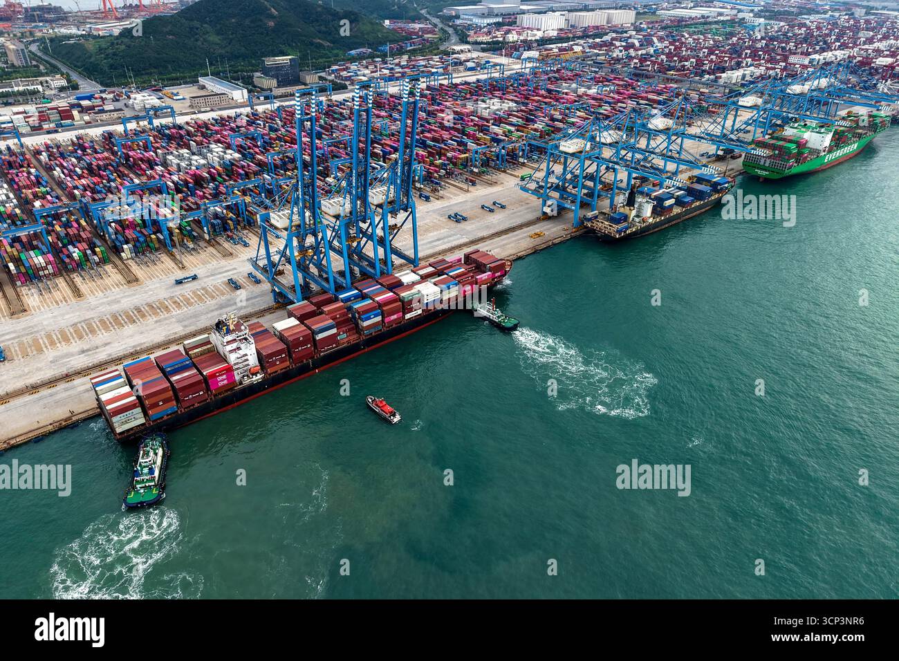 Aerial photo shows the Qingdao Port in Qingdao City, east China's ...