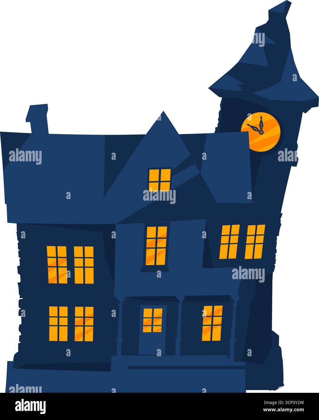 Haunted house with glowing windows - vector illustration Stock Vector ...