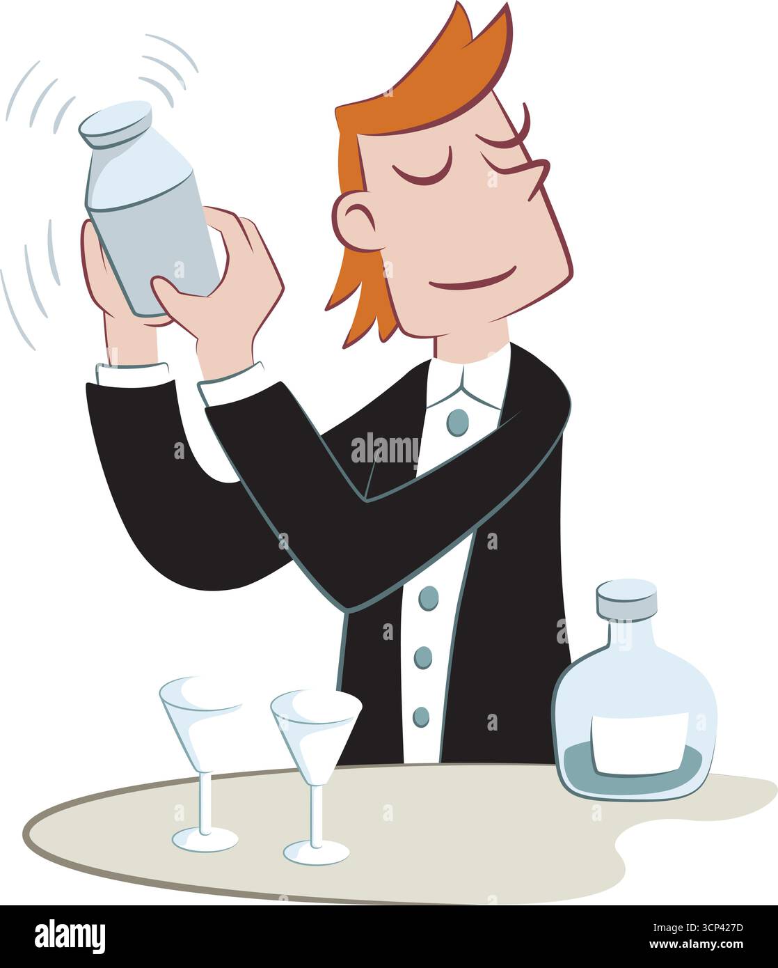 Illustration of a smiling waiter preparing a cocktail Stock Vector ...
